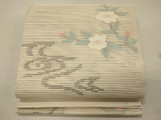 平和屋着物＊夏物　太鼓柄袋帯　絽綴れ　枝花文　銀糸　正絹　逸品　CAAW9063oy