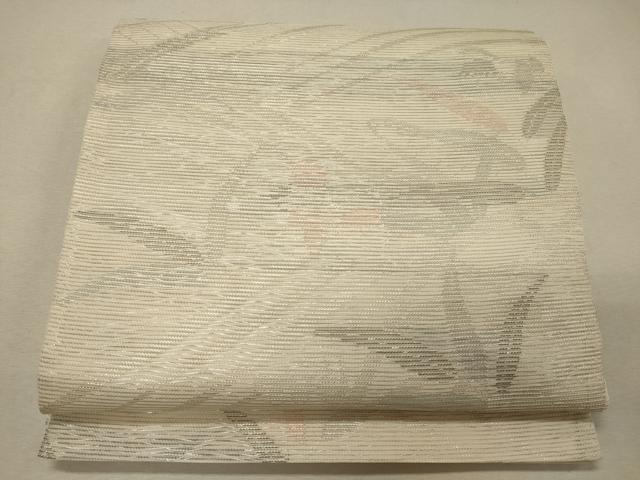 平和屋着物＊夏物　六通柄袋帯　草花文　銀糸　正絹　逸品　CAAW9064oy