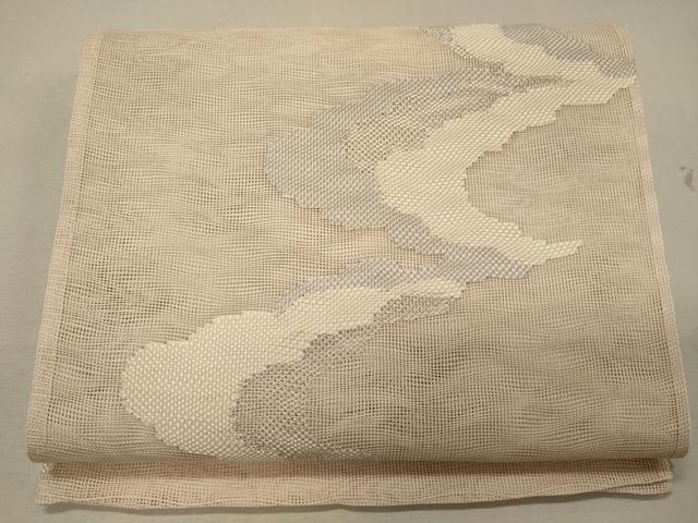 平和屋着物＊夏物　六通柄袋帯　雲取り文　銀糸　正絹　逸品　未使用　CAAW9066oy