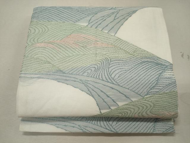 平和屋着物＊夏物　西陣　川島織物　九寸開き名古屋帯　流線文　化繊　CAAW9074oy