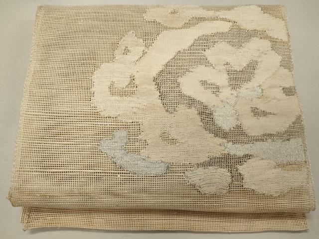 平和屋着物＊夏物　八寸名古屋帯　舞花文　銀糸　正絹　逸品　CAAW9078oy