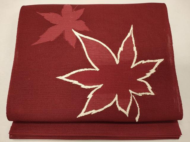 平和屋着物＊夏物　八寸名古屋帯　刺繍　楓文　正絹　逸品　CAAW9080oy