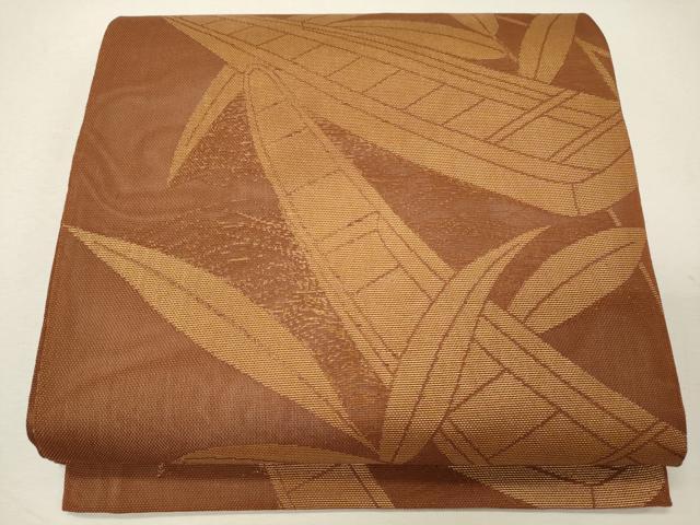 平和屋着物＊夏物　六通柄　本袋帯　笹の葉文　船　金糸　正絹　逸品　CAAW9084oy