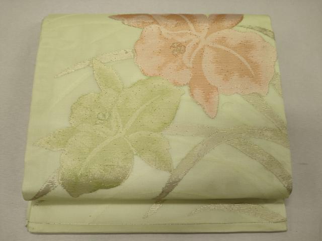 平和屋着物＊夏物　九寸開き名古屋帯　草花文　金糸　正絹　逸品　CAAW9109oy