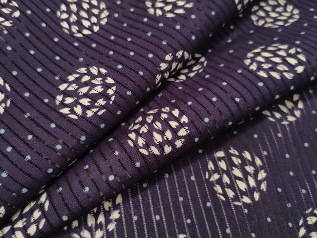 平和屋着物＊夏物　小紋　縦絽　舞桜吉祥丸文　正絹　逸品　CAAW9869gh