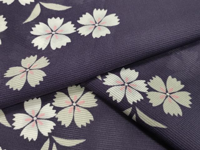 平和屋着物＊夏物　小紋　絽　舞桜文　正絹　逸品　CAAW9875gh