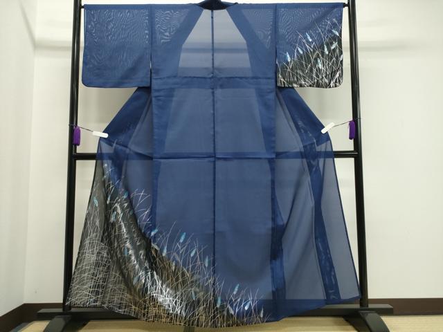 平和屋着物＊夏物　訪問着　絽　草木文　暈し染め　銀彩　洗える着物　CAAW9900gh