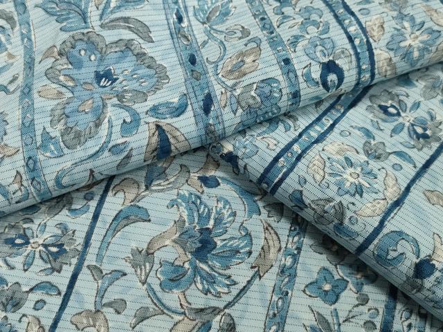 平和屋着物＊夏物　小紋　絽　更紗花唐草間道　正絹　逸品　未使用　CAAW9942gh