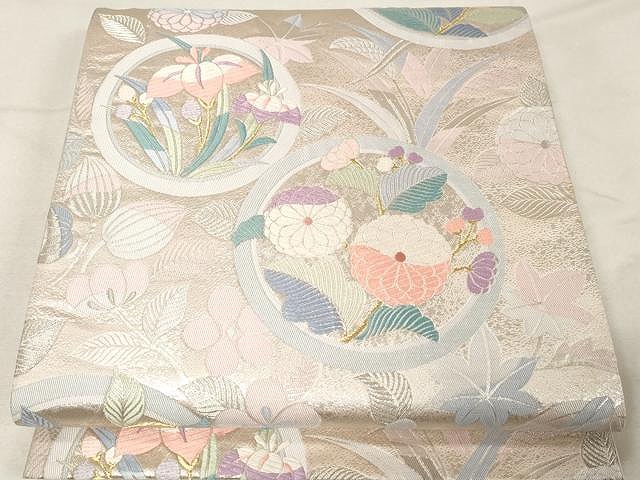 平和屋着物●六通柄袋帯　唐織　新桃山調　丸取花紋　金銀糸　正絹　逸品　CAAX0493yk