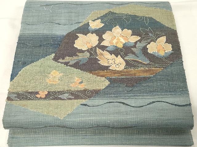 平和屋着物●太鼓柄袋帯　刺繍　舞花文　正絹　逸品　CAAX0498yk