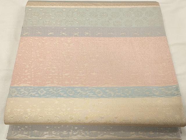 平和屋着物●両面　全通柄　本袋帯　横段花文　金糸　正絹　逸品　CAAX0524yk