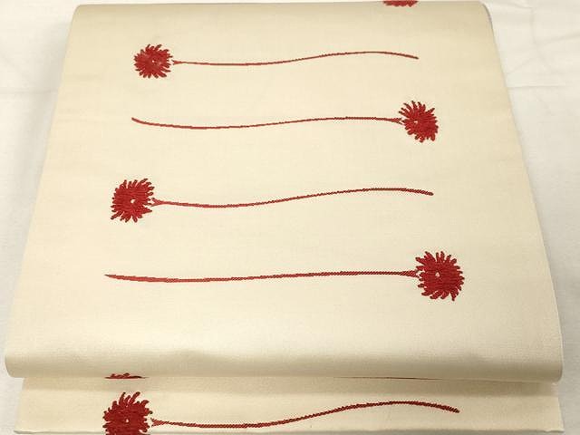 平和屋着物●両面　六通柄袋帯　モール織　横段花文　正絹　逸品　CAAX0525yk