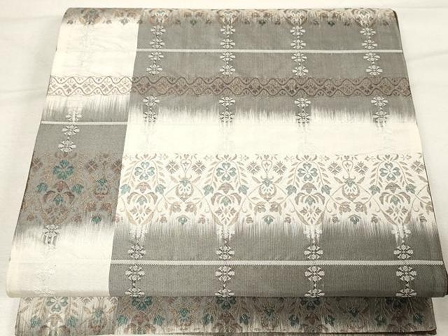 平和屋着物●全通柄袋帯　飾花文　金糸　正絹　逸品　CAAX0541yk