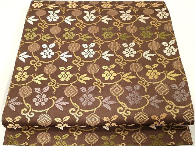 平和屋着物●西陣織　陰山織物謹製　箔屋清兵衛　六通柄袋帯　唐織　花唐草文　金糸　正絹　逸品　CAAX0542yk