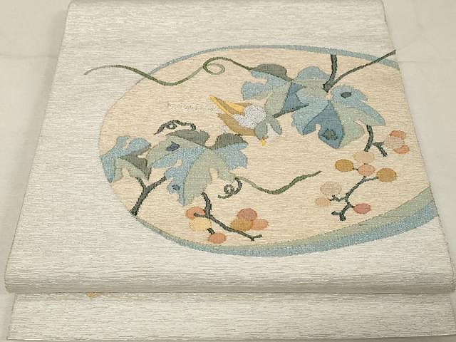 平和屋着物●西陣　宮階織物　太鼓柄袋帯　枝葉文　金銀糸　正絹　逸品　CAAX0560yk