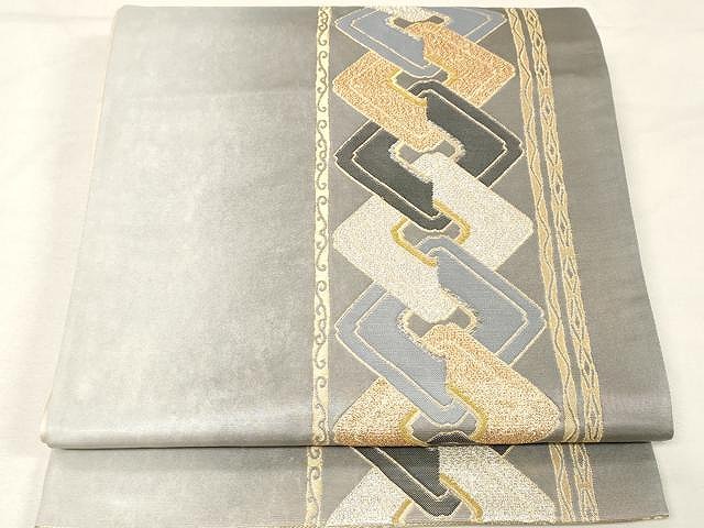 平和屋着物●六通柄袋帯　鍔取献上文　金銀糸　正絹　逸品　CAAX0563yk