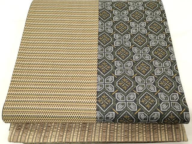 平和屋着物●全通柄袋帯　切嵌蜀江花文　正絹　逸品　CAAX0566yk