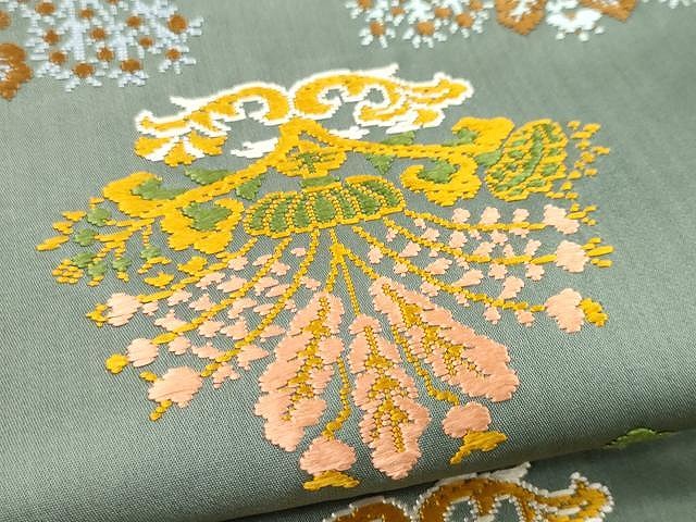 平和屋着物●六通柄袋帯　唐織　草木染　花鳥文　正絹　逸品　CAAX0769yk 平和屋着物○六通柄袋帯 唐織 草木染 花鳥文 正絹 逸品 CAAX0769yk