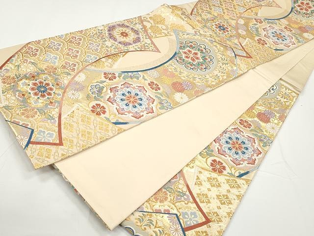 平和屋着物○六通柄袋帯 唐織 正倉院花文 金糸 正絹