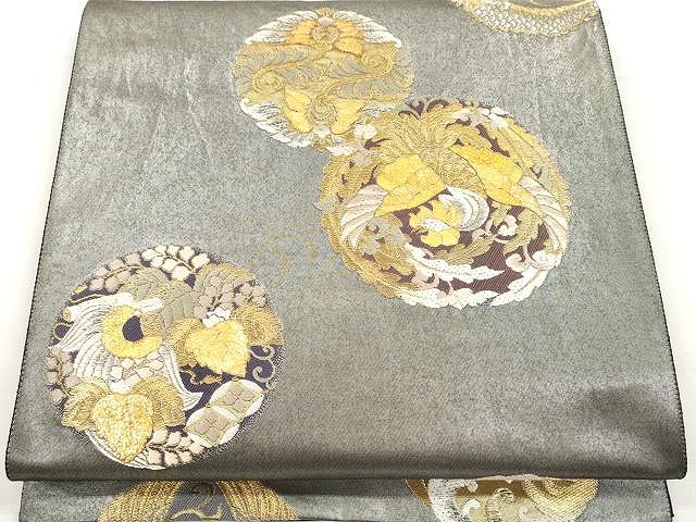 平和屋着物●京の名門　じゅらく謹製　じゅらく黄金繭　六通柄袋帯　唐織　鳳凰花蝶文　金銀糸　正絹　逸品　CAAX0799yk