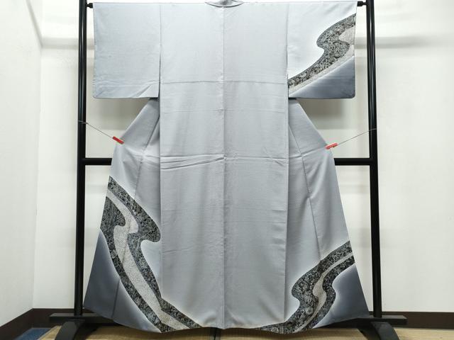 平和屋着物●訪問着　絞り　道長更紗花唐草文　暈し染め　正絹　逸品　CAAX0802vf