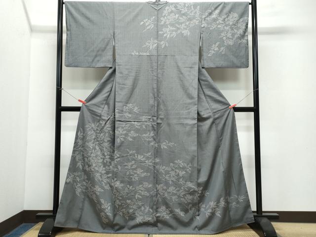 平和屋着物●訪問着　紬地　枝花文　正絹　逸品　CAAX0815vf