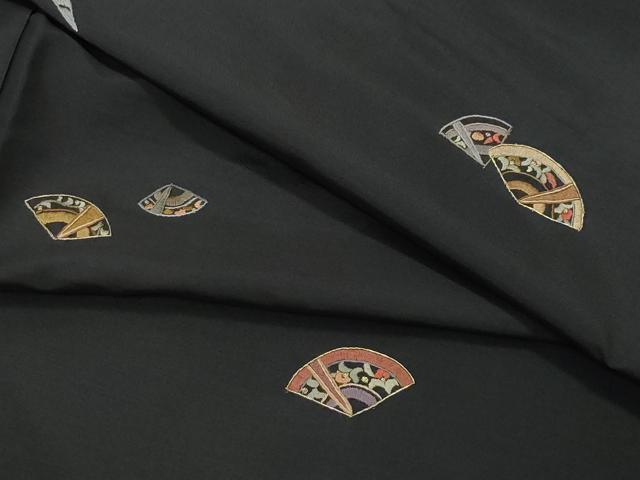 平和屋着物●上質な小紋　本場大島紬地　総刺繍　吉祥花文　金糸　正絹　逸品　CAAX0817vf