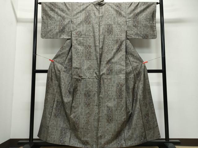 平和屋着物 本場大島紬 9マルキ 更紗唐草間道 正絹 逸品 AAAN9444cs