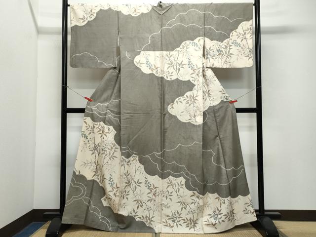 平和屋着物●訪問着　紬地　絞り　南天辻が花　正絹　逸品　CAAX0837vf