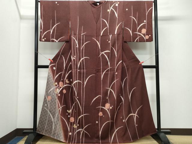 平和屋着物●訪問着　舞蝶草花文　金彩　正絹　逸品　CAAX0841vf