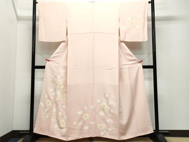 平和屋着物●訪問着　駒刺繍　椿　金彩　正絹　逸品　CAAX0846vf