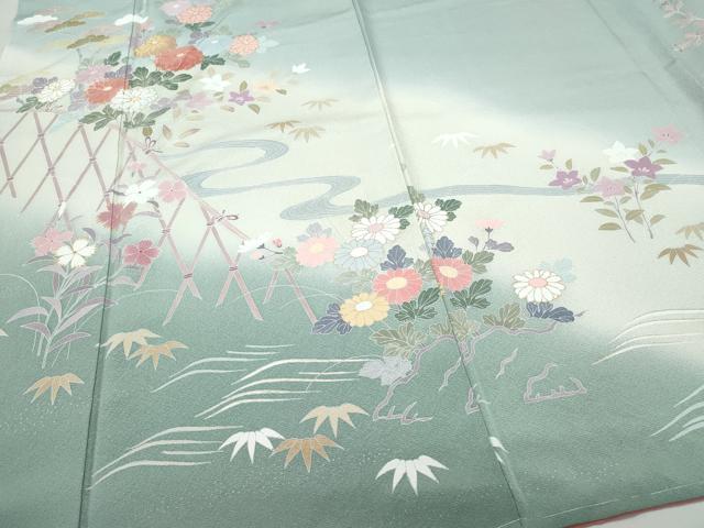 平和屋着物○訪問着 籬草花文 暈し染め 金彩 正絹 逸品 CAAX0848vf