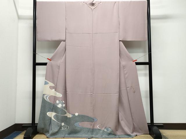 平和屋着物●染色の魔術師　染乃座・大久保玄才　そめのざ玄才　訪問着　流水楓花文　金彩　正絹　逸品　CAAX0865vf