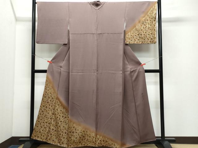 平和屋着物●染色作家　斉藤三才　訪問着　舞蝶文　金彩　正絹　逸品　CAAX0866vf