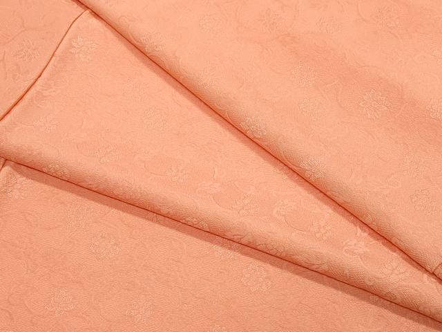 平和屋着物●上質な色無地　花唐草地紋　珊瑚朱色　正絹　逸品　CAAX0886vf