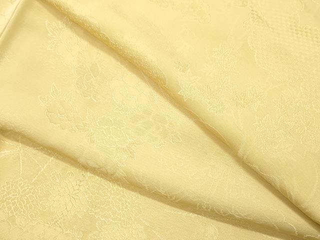 平和屋着物●上質な色無地　吉祥草花地紋　飴色　正絹　逸品　CAAX0888vf