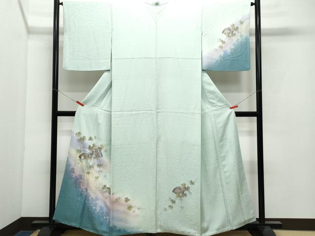 平和屋着物●訪問着　地紙花唐草文　暈し染め　金銀彩　やまと金ラベル　正絹　逸品　CAAX0905vf