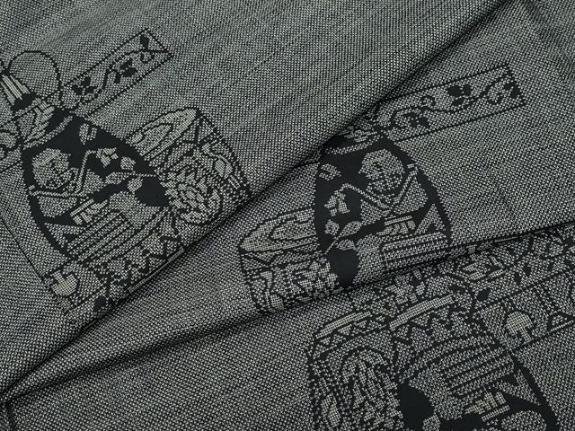 平和屋着物●本場大島紬　9マルキ　陶器壁画文様　正絹　逸品　CAAX0910vf