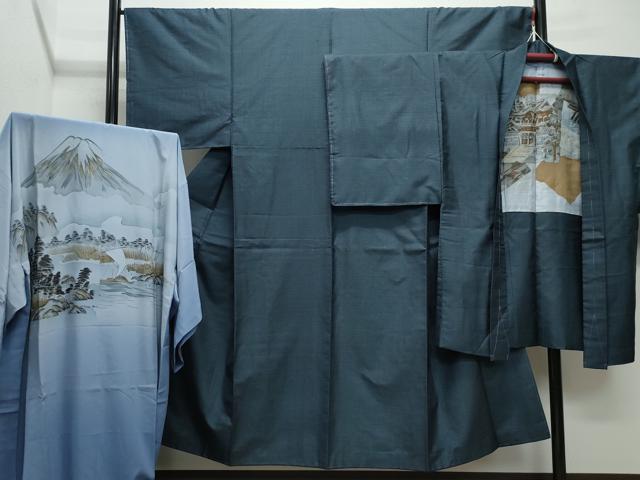 平和屋着物●男性　本場大島紬　アンサンブル・長襦袢セット　100亀甲　総詰め　正絹　逸品　CAAX0920vf