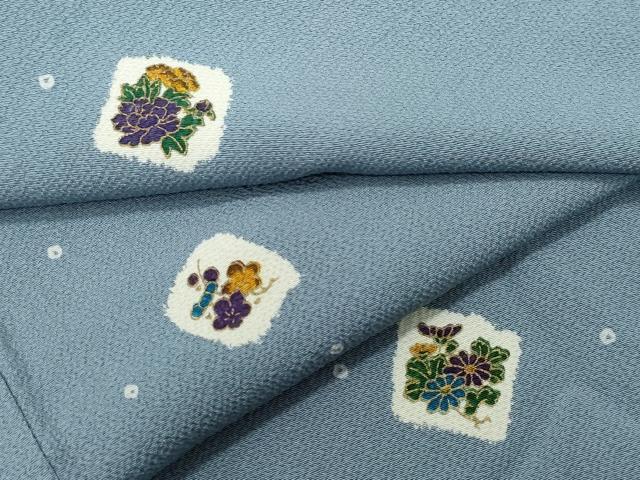 平和屋着物●上質な小紋　草花文　金彩　鬼しぼ縮緬　正絹　逸品　CAAX0926vf