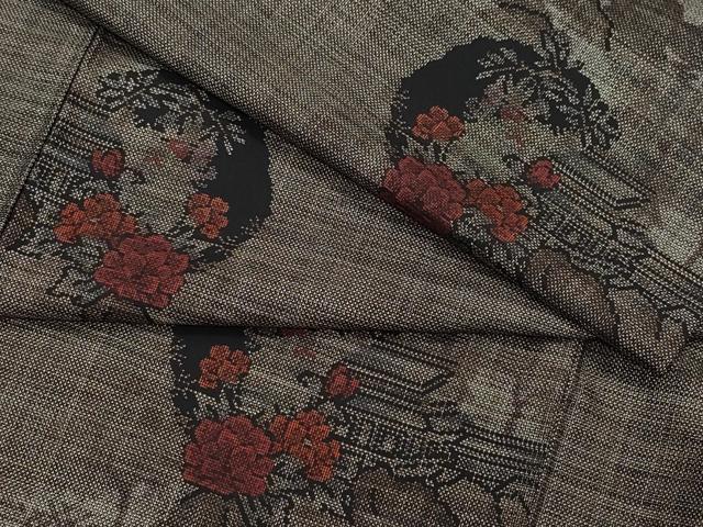 平和屋着物●本場大島紬　9マルキ　風景花文　正絹　逸品　CAAX0957vf