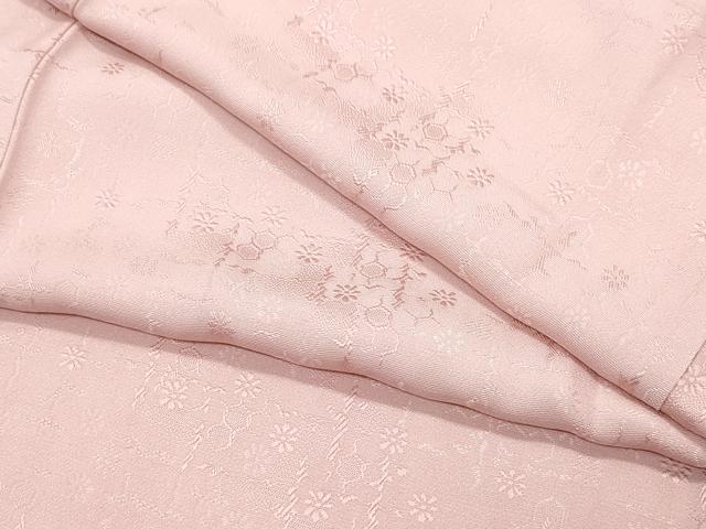 平和屋着物●上質な色無地　吉祥花地紋　珊瑚色　正絹　逸品　CAAX0959vf