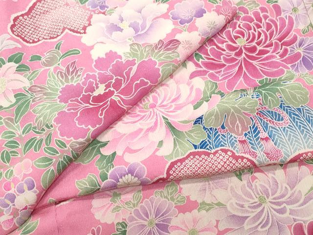 平和屋着物●アンティーク　大正ロマン　長襦袢　袷　花籠文　正絹　逸品　CAAX0967vf