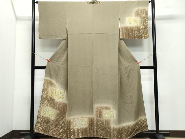 平和屋着物●訪問着　刺繍　更紗花唐草文　暈し染め　正絹　逸品　CAAX0990vf