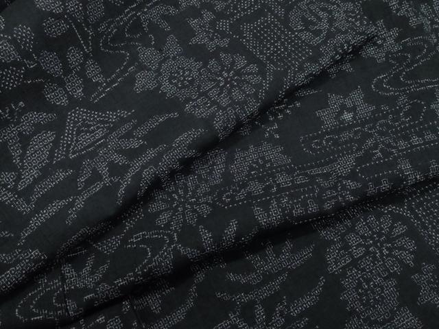 平和屋着物●結城紬　100亀甲　御所車草花文　正絹　逸品　CAAX1002vf