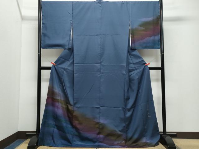 平和屋着物●訪問着　作家物　紬地　霞文　上代50万　正絹　逸品　CAAX1066vf