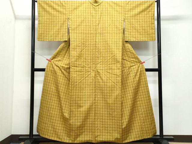 平和屋着物○無形文化財 本場黄八丈 近藤傳 草木染 手織 紬 ます