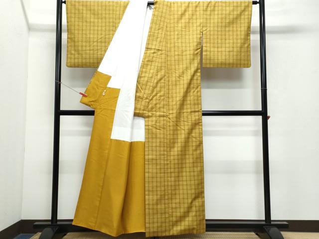 平和屋着物●無形文化財　本場黄八丈　近藤傳　草木染　手織　紬　ますいわ屋扱い　正絹　逸品　CAAX1123vf 平和屋着物○無形文化財 本場黄八丈 近藤傳 草木染 手織 紬 ます