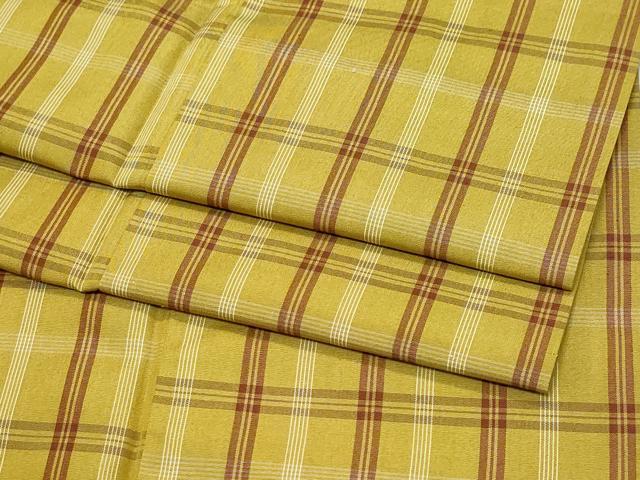 平和屋着物●黄八丈　紬　格子柄　正絹　逸品　CAAX1136vf