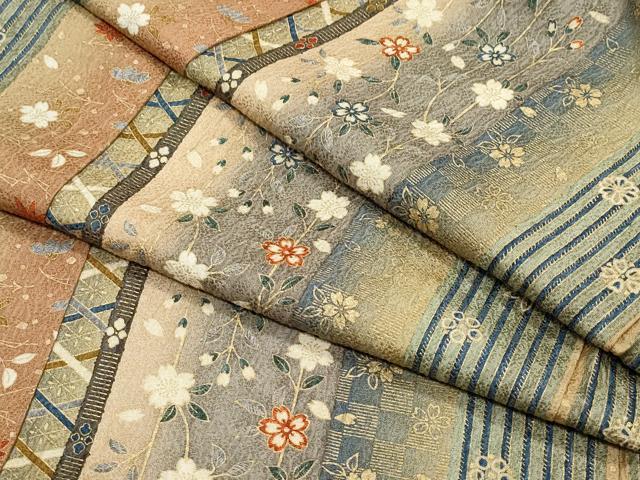 平和屋着物●上質な小紋　草花文　金彩　正絹　逸品　CAAX1147vf